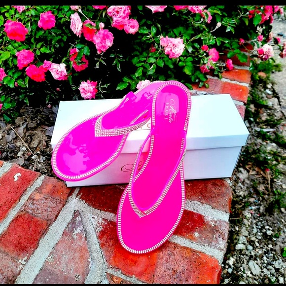 Mata Shoes | Shoes | Hot Pink Bling Flip Flops | Poshmark